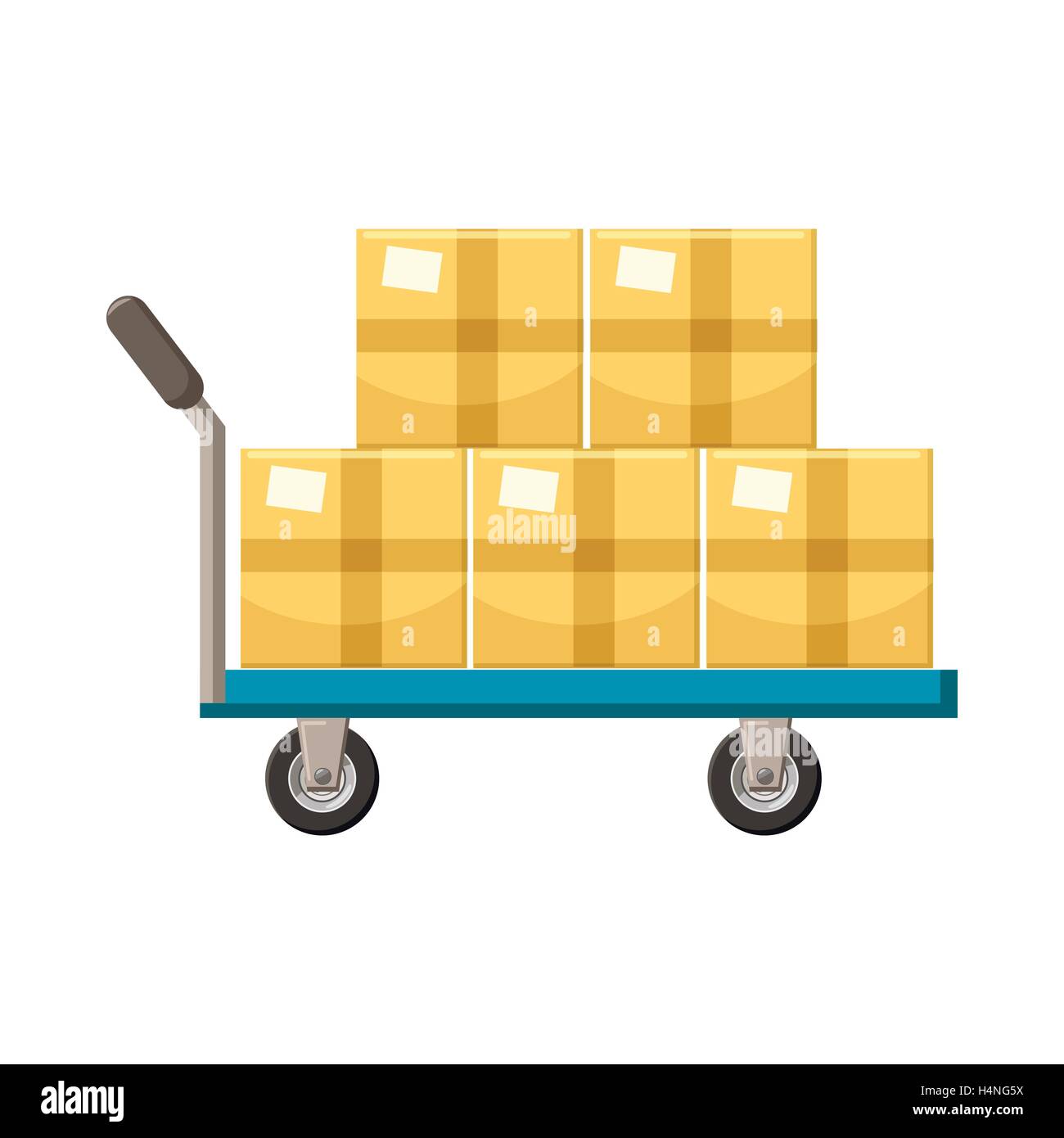 Handwagen mit Pappen Symbol, Cartoon-Stil Stock-Vektorgrafik - Alamy