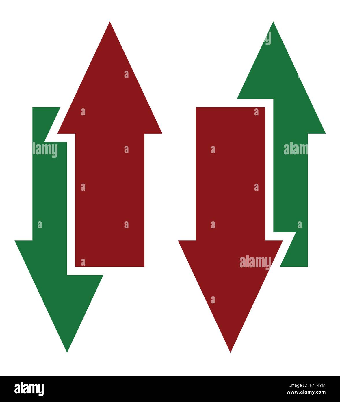 Grün rot oben unten Pfeil-Symbole. Vertikale Pfeile in Gegenrichtung ...