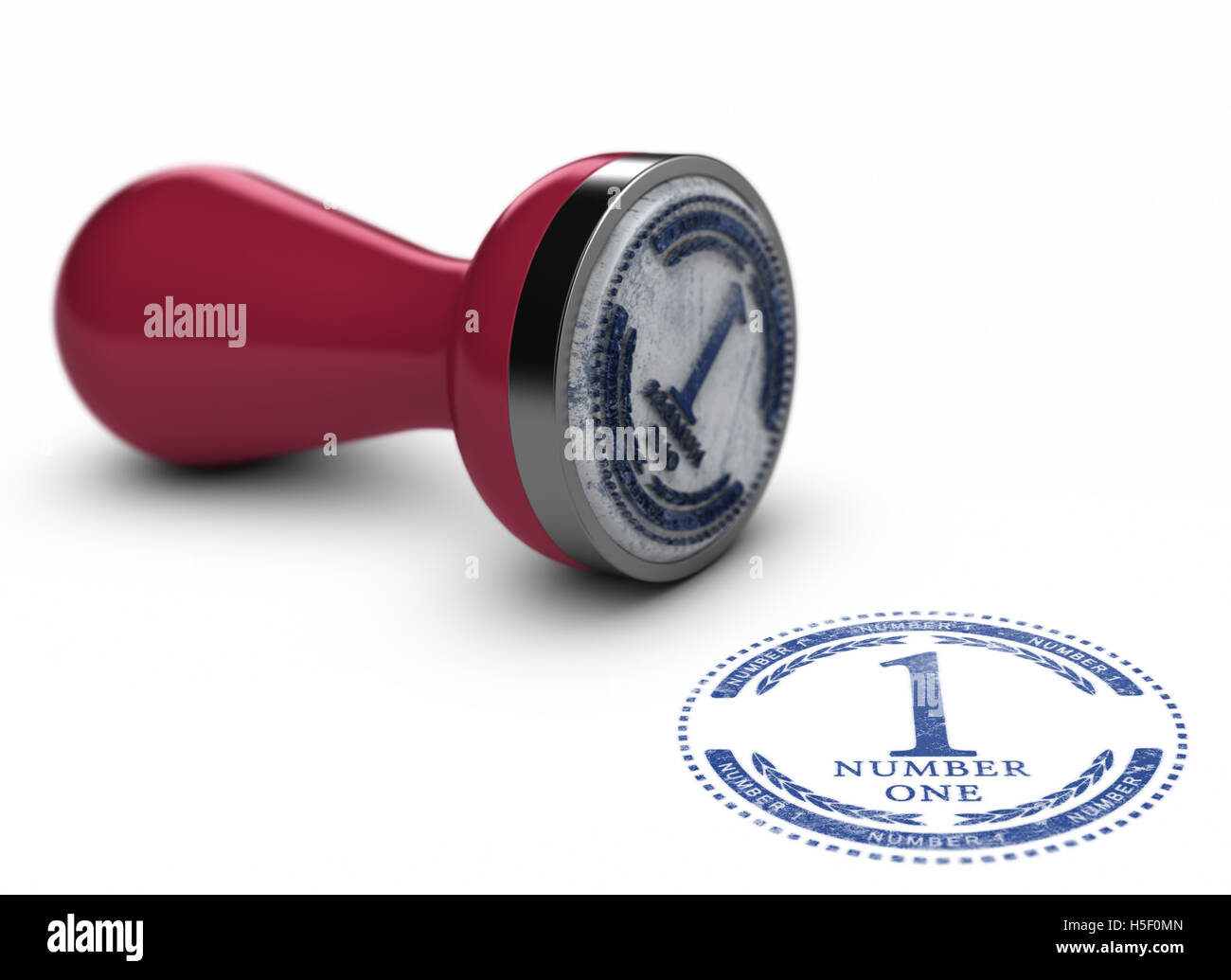3D Abbildung eines Stempel mit Text Nummer eins, horizontales Bild auf ...