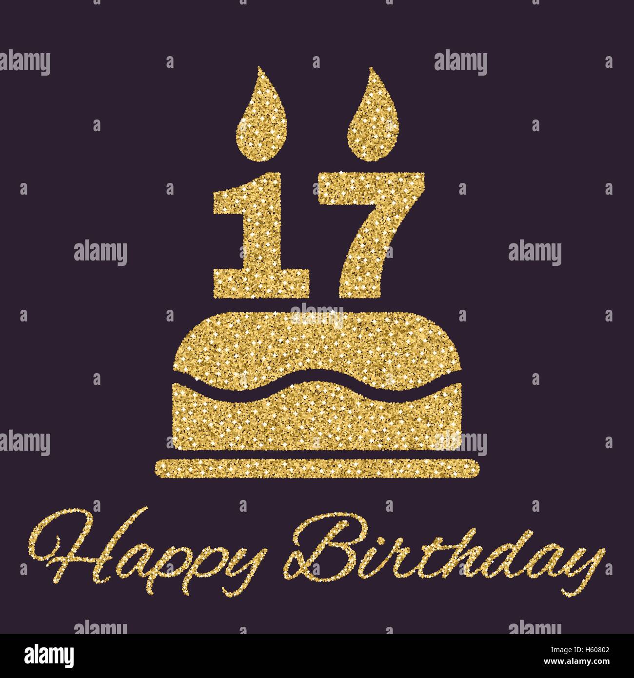 Die Geburtstagstorte mit Kerzen in Form von Nummer 17-Symbol ...