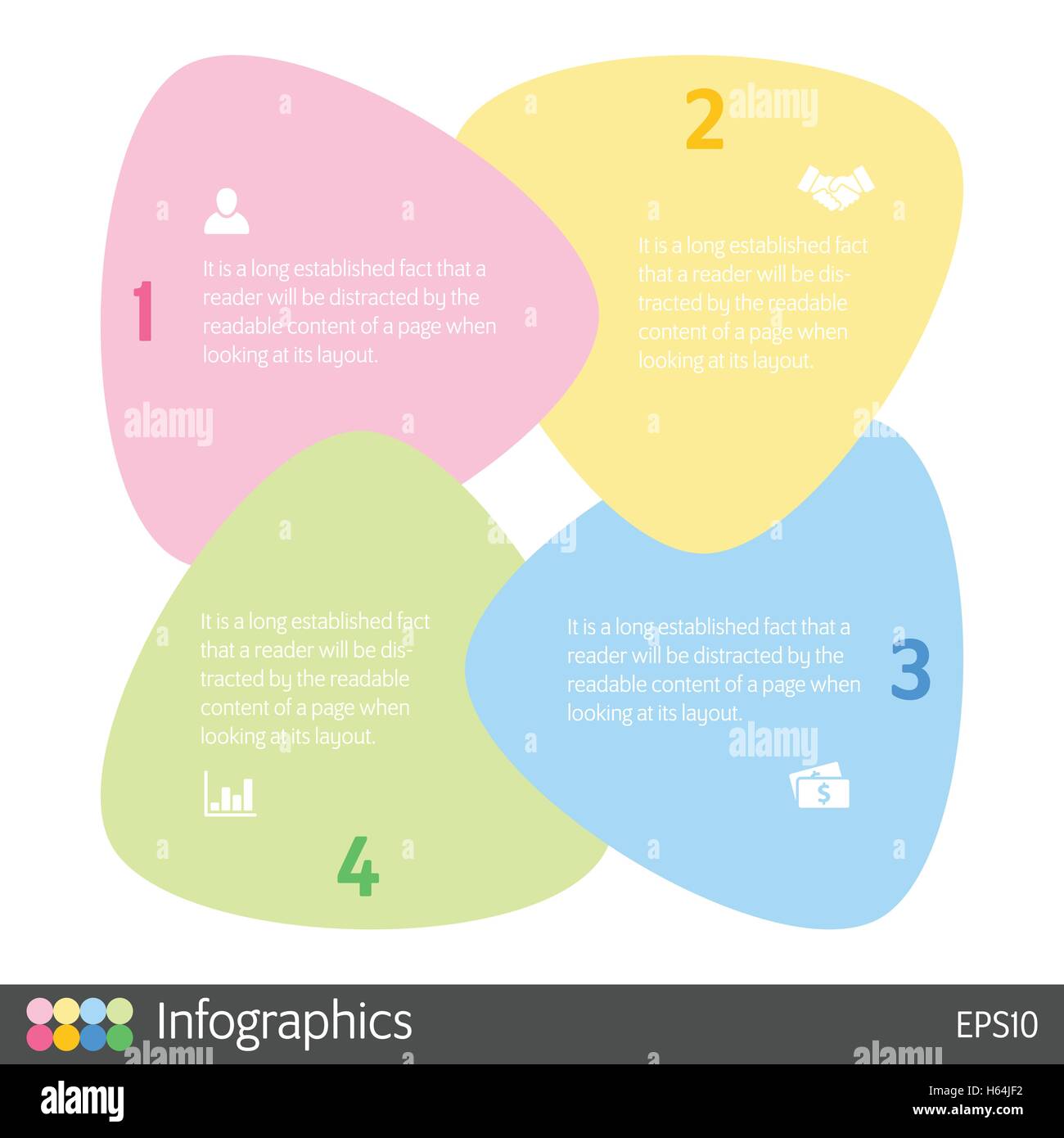 vier Schritte Zyklus Infografik-Layout-Konzept-Vektor-illustration ...