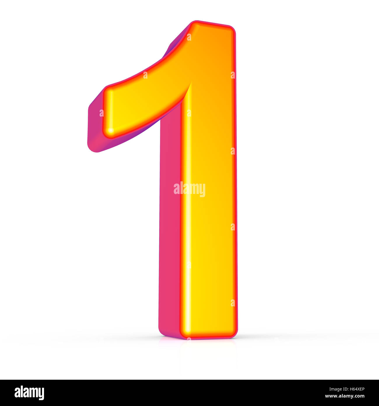 3D-Rendering Goldene Zahl 1 isoliert auf weißem Hintergrund, 3d ...