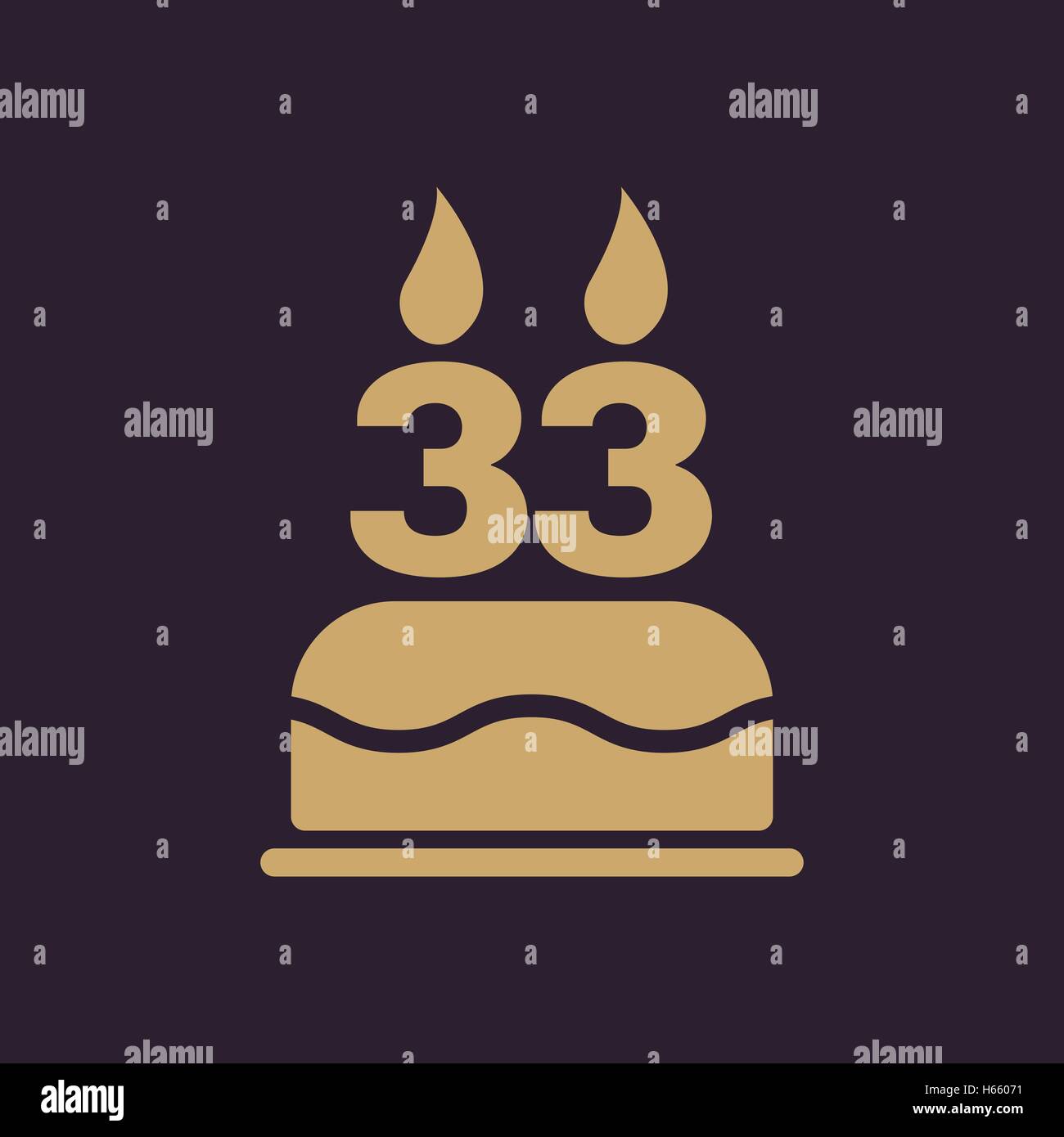 Die Geburtstagstorte mit Kerzen in Form von Nr. 33-Symbol. Geburtstag ...