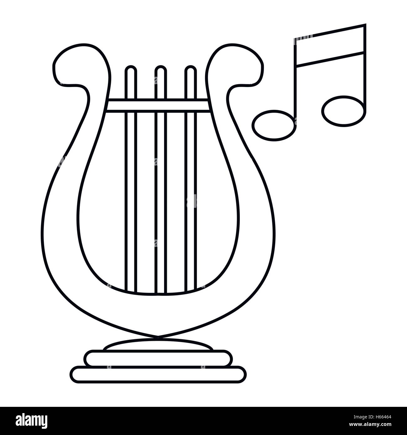 Lyra und zwei Noten-Symbol, Umriss-Stil Stock-Vektorgrafik - Alamy