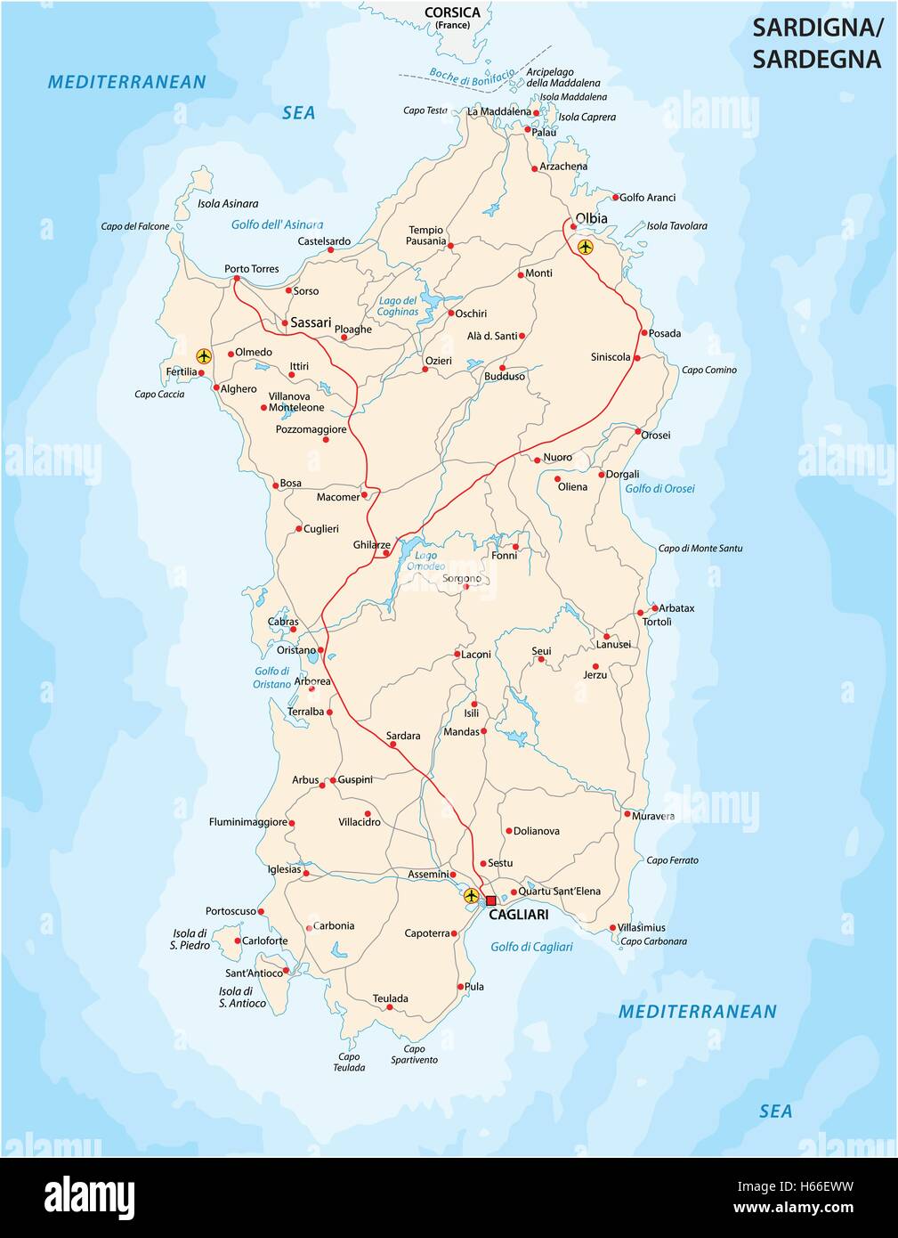 Map of sardinia -Fotos und -Bildmaterial in hoher Auflösung – Alamy