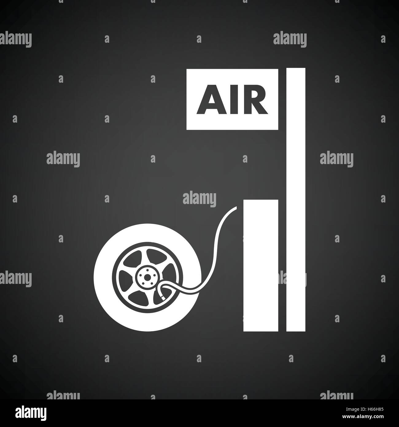 Räder-Pumpe-Station-Symbol. Schwarzer Hintergrund mit weißen. Vektor ...