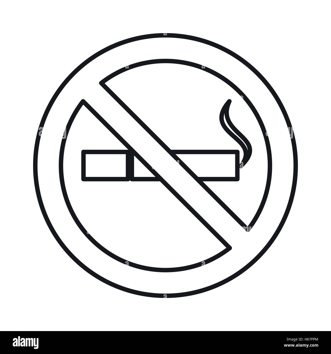 Kein Rauchen Zeichen Symbol, Umriss-Stil Stock-Vektorgrafik - Alamy