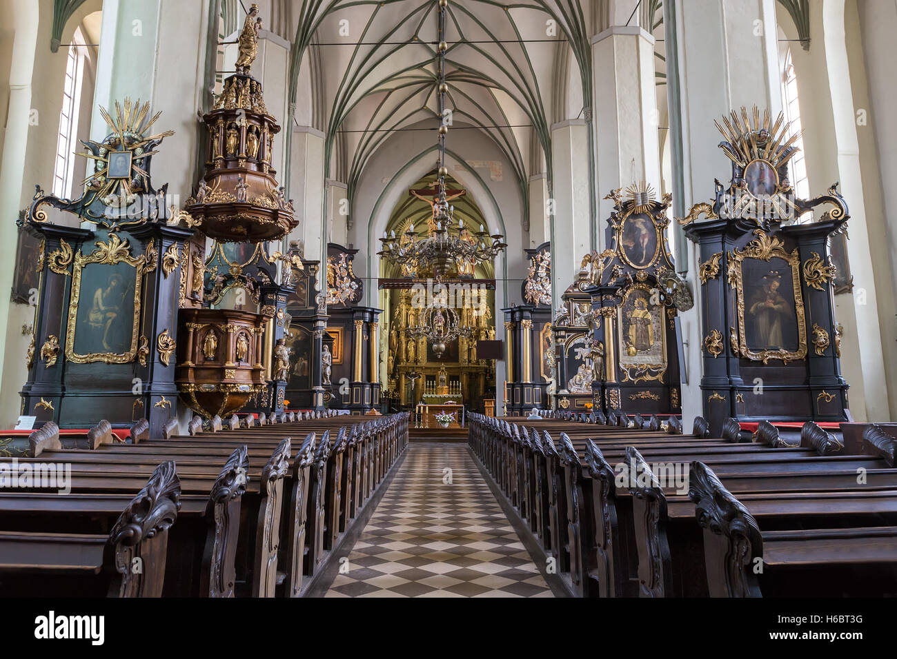 St. Nikolaus Kirche, innen, Danzig, Polen Stockfotografie - Alamy