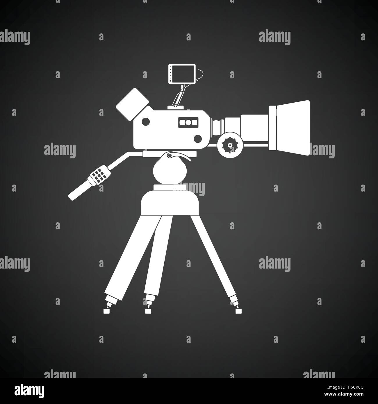Film-Kamera-Symbol. Schwarzer Hintergrund mit weißen. Vektor ...
