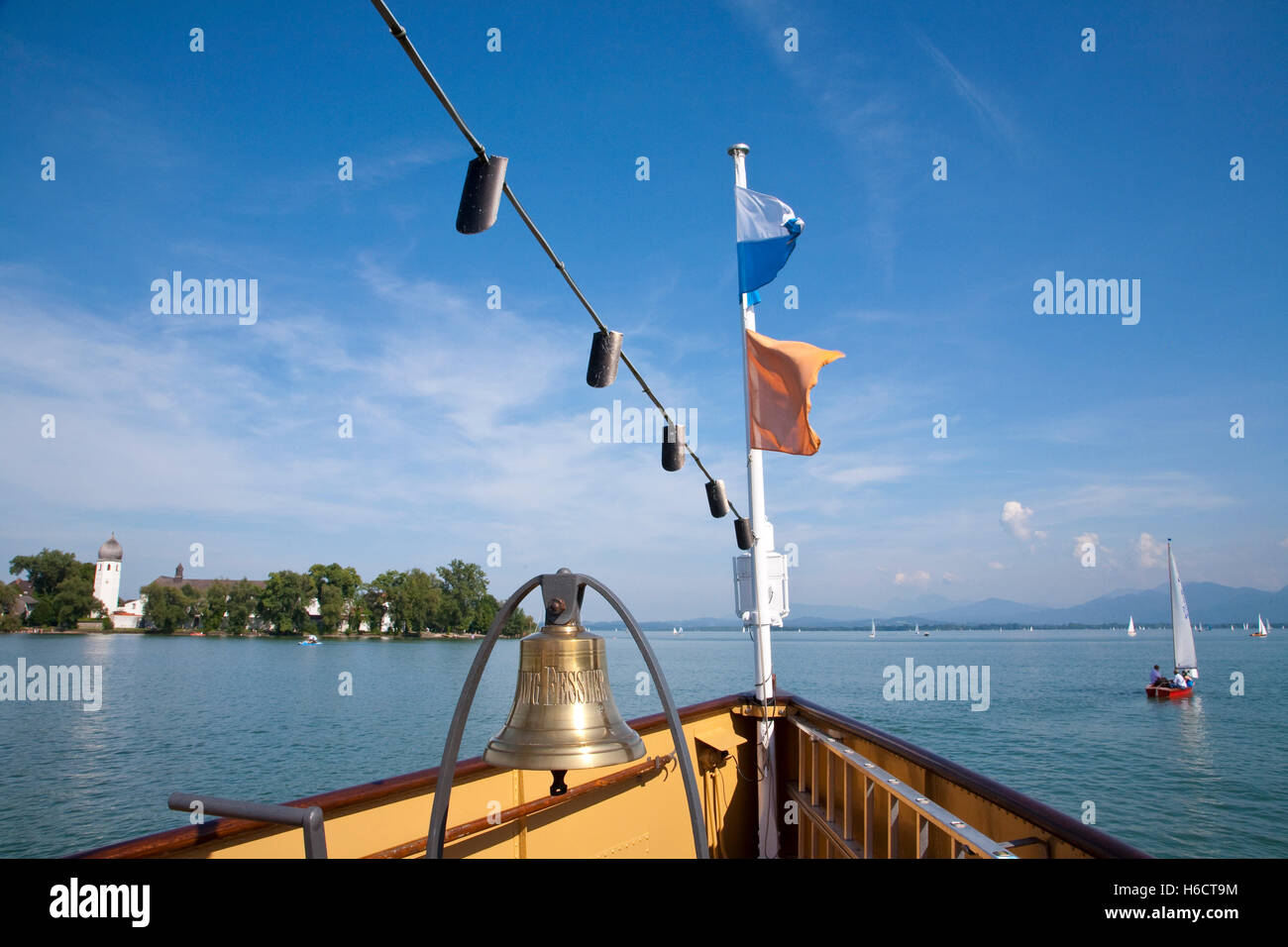 Kloster auf der Insel Frauenchiemsee Insel, Bug des Schiffes Ludwig ...