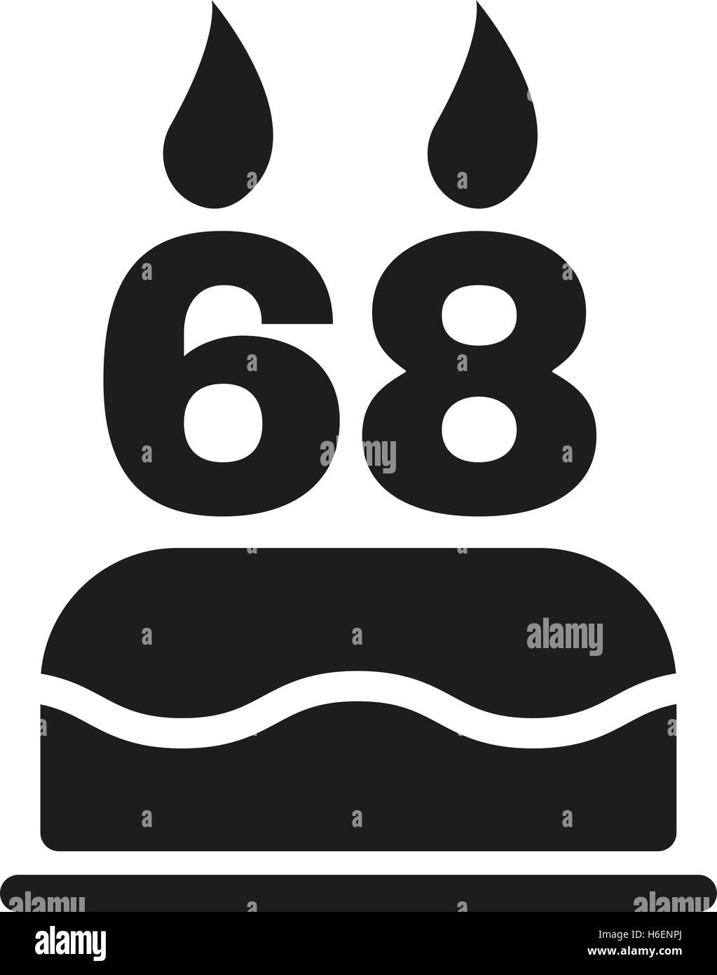 Die Geburtstagstorte mit Kerzen in Form von Nummer 68-Symbol ...