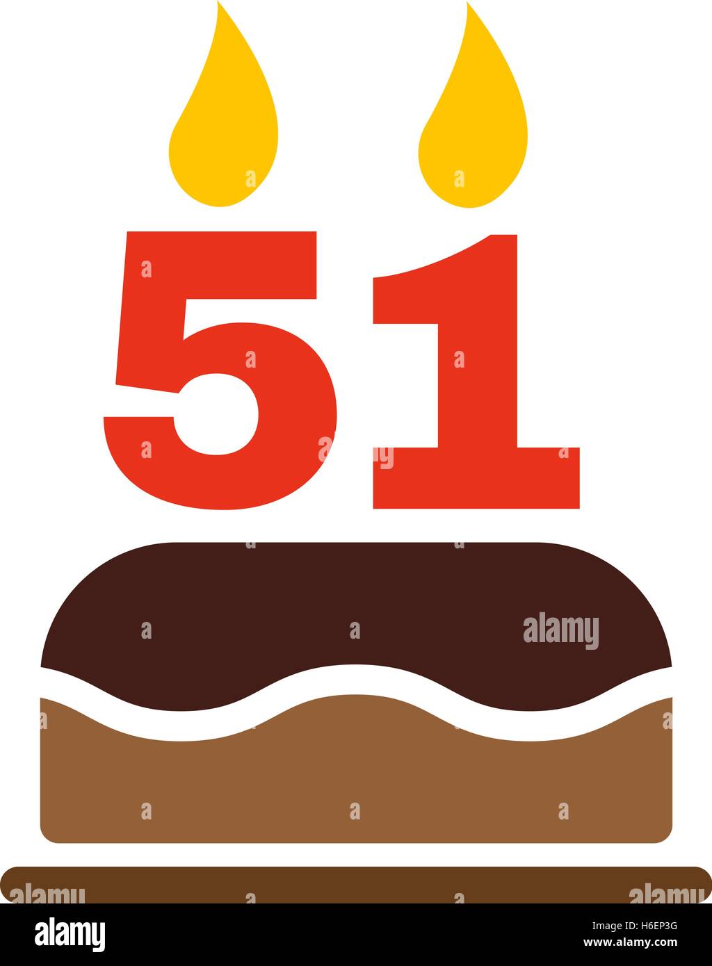 Die Geburtstagstorte mit Kerzen in Form von Nr. 51-Symbol. Geburtstag ...