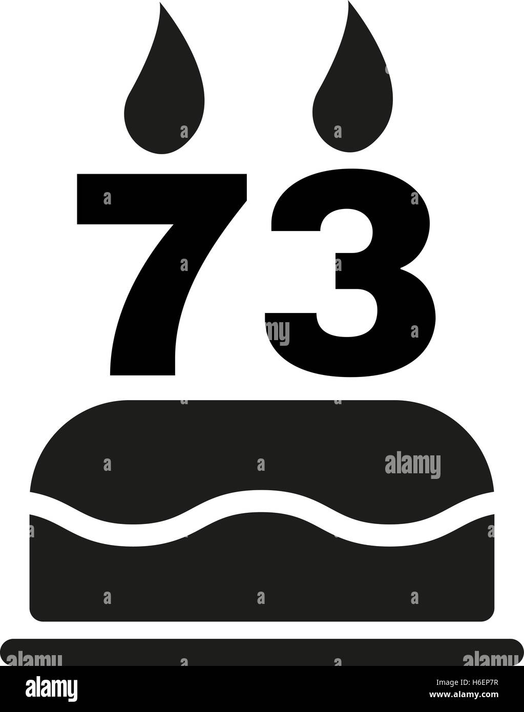 Die Geburtstagstorte mit Kerzen in Form von Nummer 73-Symbol ...
