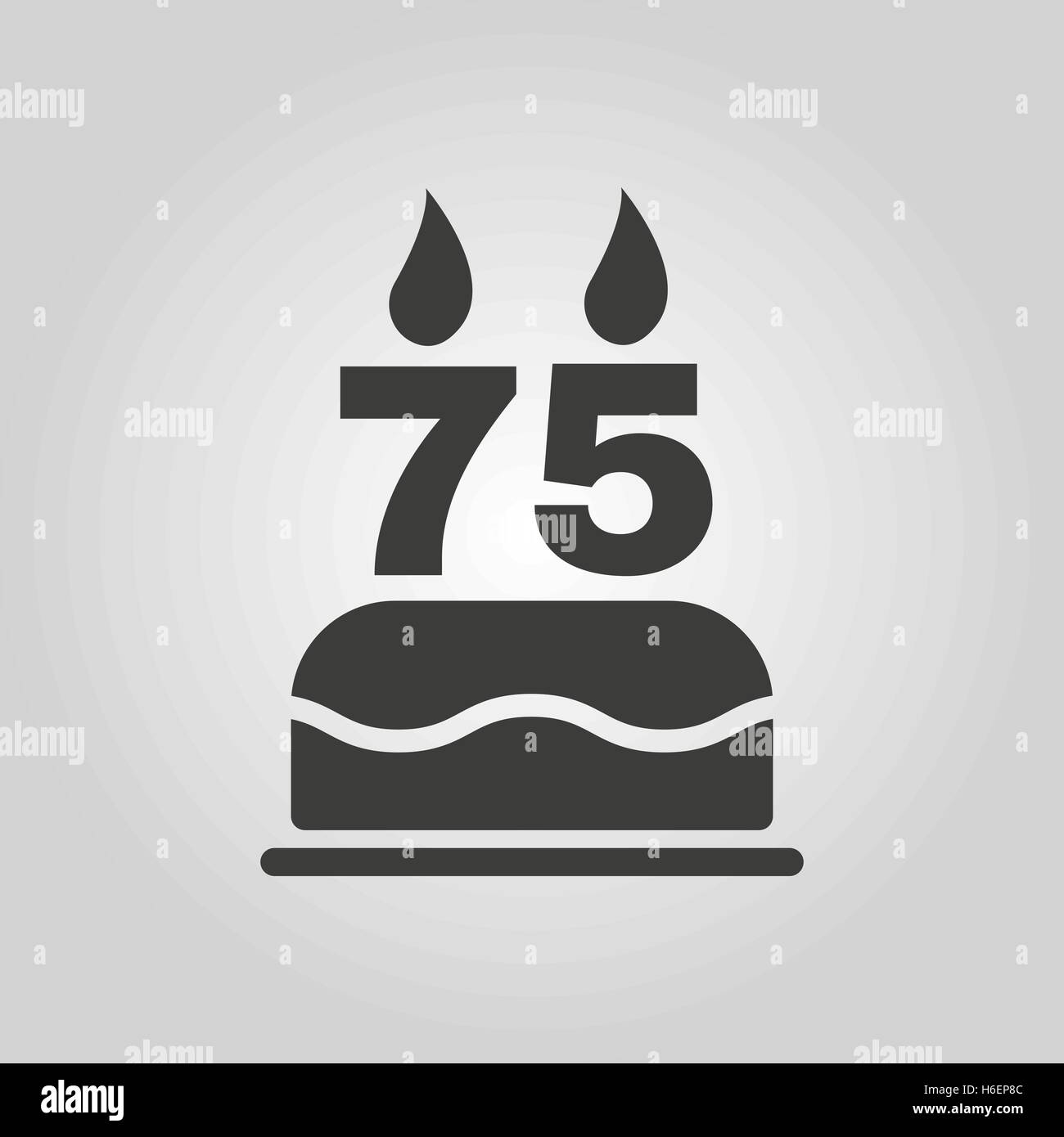 Die Geburtstagstorte mit Kerzen in Form von Nr. 75-Symbol. Geburtstag ...
