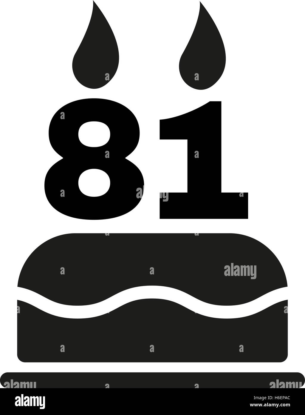 Die Geburtstagstorte mit Kerzen in Form von Nr. 81-Symbol. Geburtstag ...