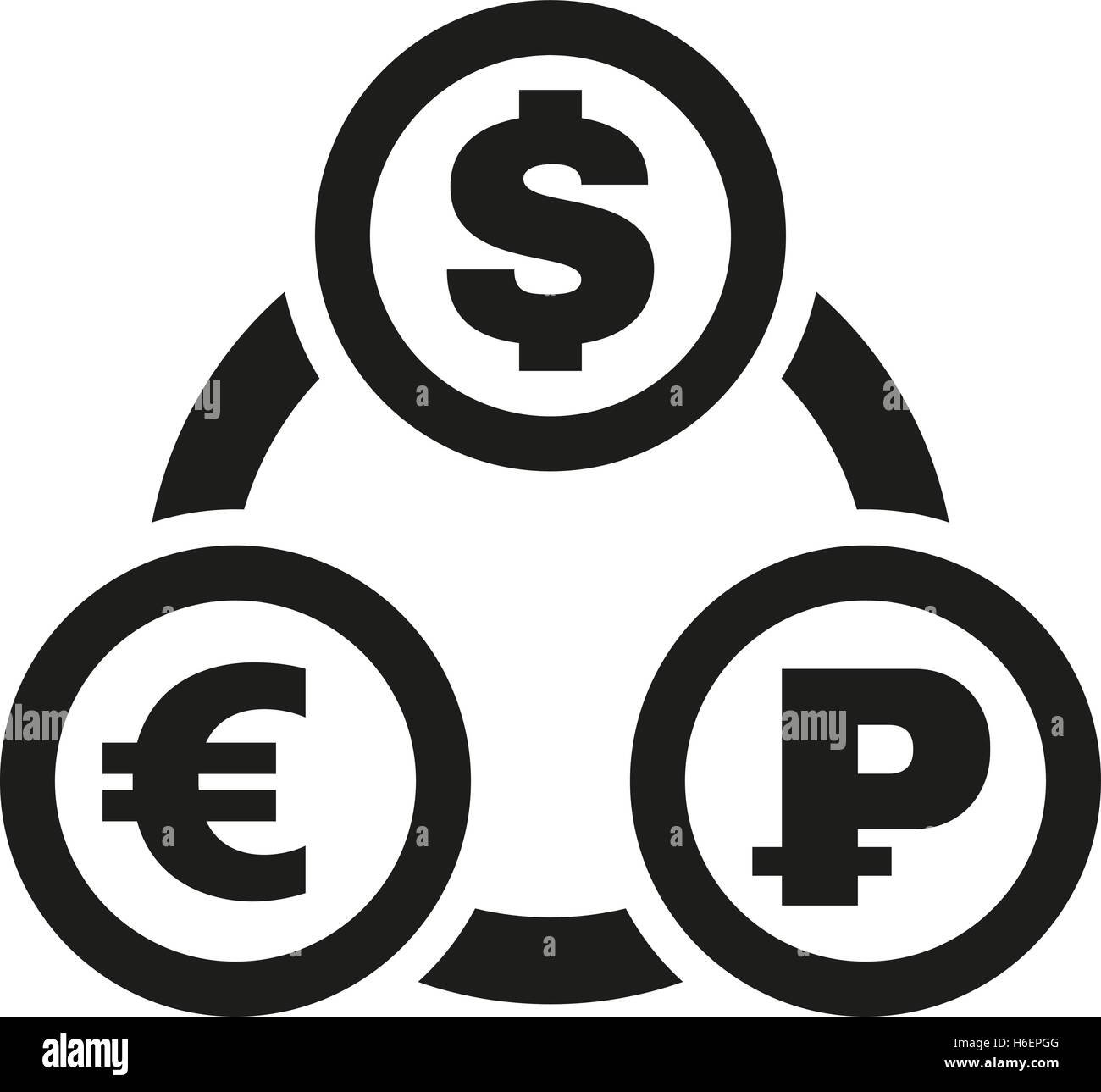 Die Wechselstube, Dollar, Euro, Rubel-Symbol. Bargeld und Geld ...