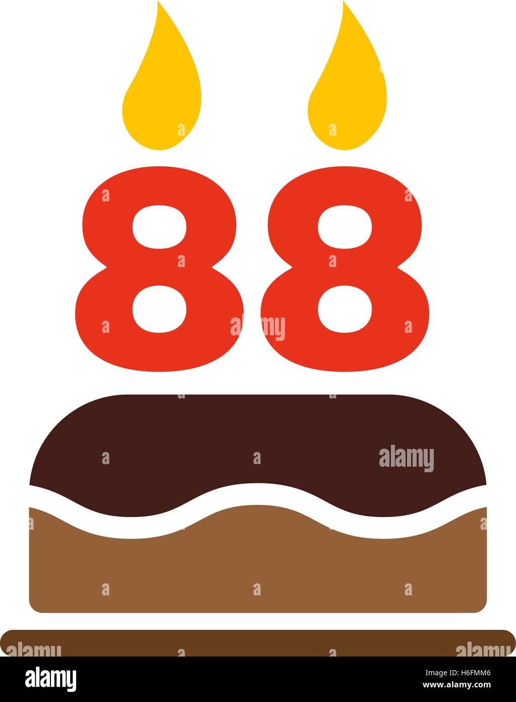 Die Geburtstagstorte mit Kerzen in Form von Nummer 88-Symbol ...