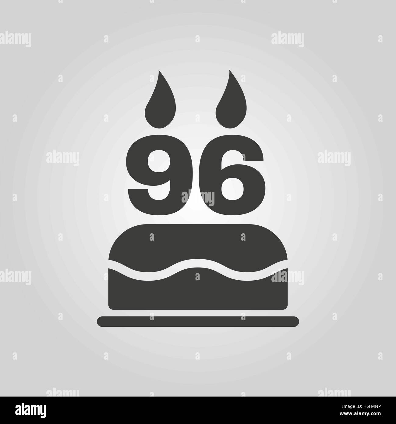 Die Geburtstagstorte mit Kerzen in Form von Nummer 96-Symbol ...