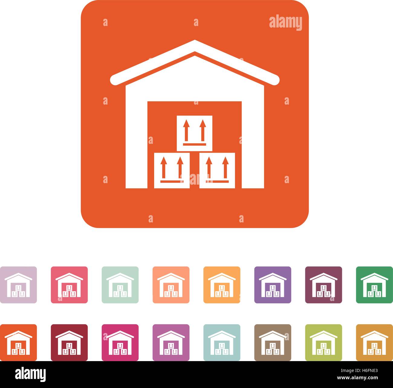 Das Lager-Symbol. Lager und Logistik-Symbol. Flache Vektor-Illustration ...