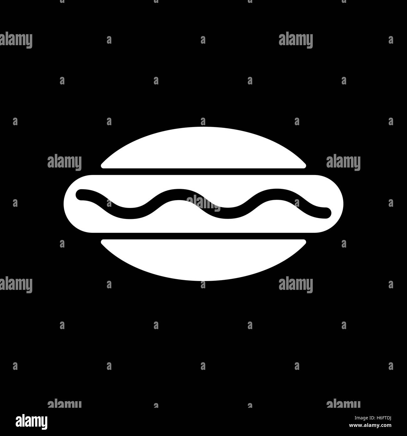 Das Hot-Dog-Symbol. Sandwich und backen, Fast-Food-Symbol. Flache ...