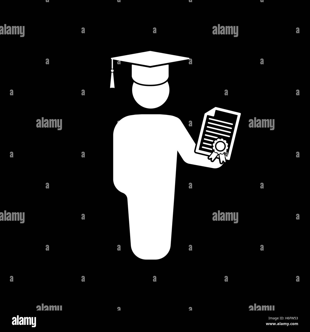 Der Absolvent mit Diplom-Symbol. Schule und Universität, lernen ...