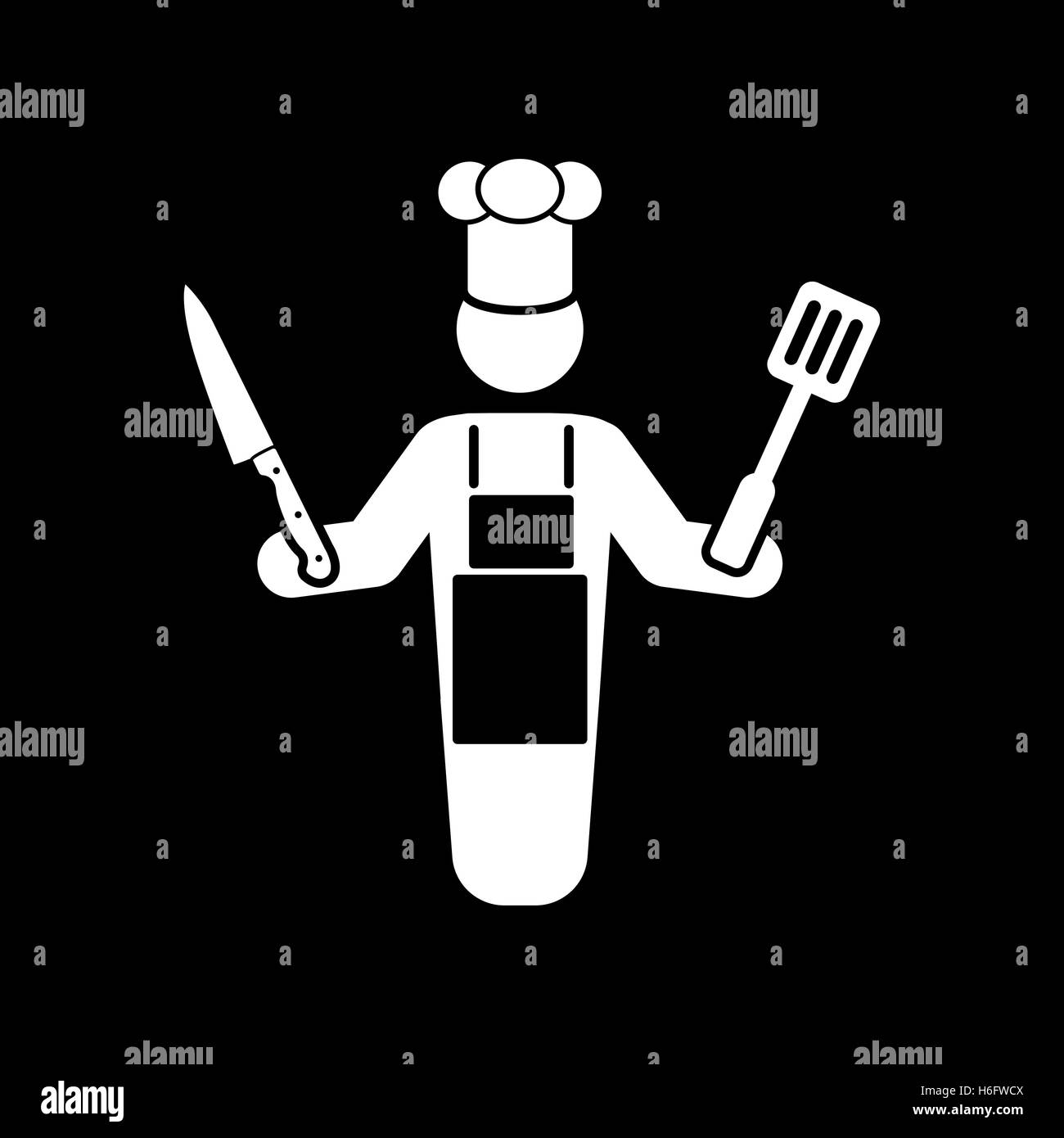 Das Koch-Symbol. Koch und Grill, Restaurant-Symbol. Flache Vektor ...