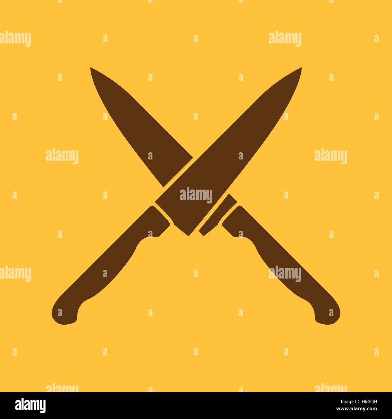 Das gekreuzte Messer-Symbol. Messer und Koch, Küche-Symbol. Flache ...