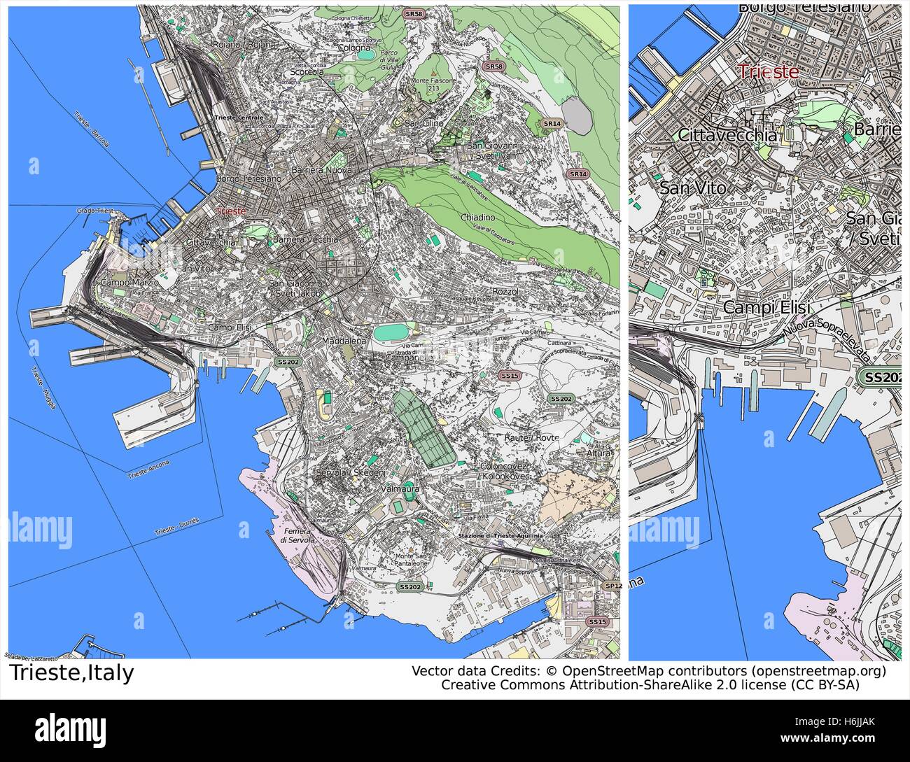 Trieste Italy City Map Stockfotos & Trieste Italy City Map Bilder - Alamy