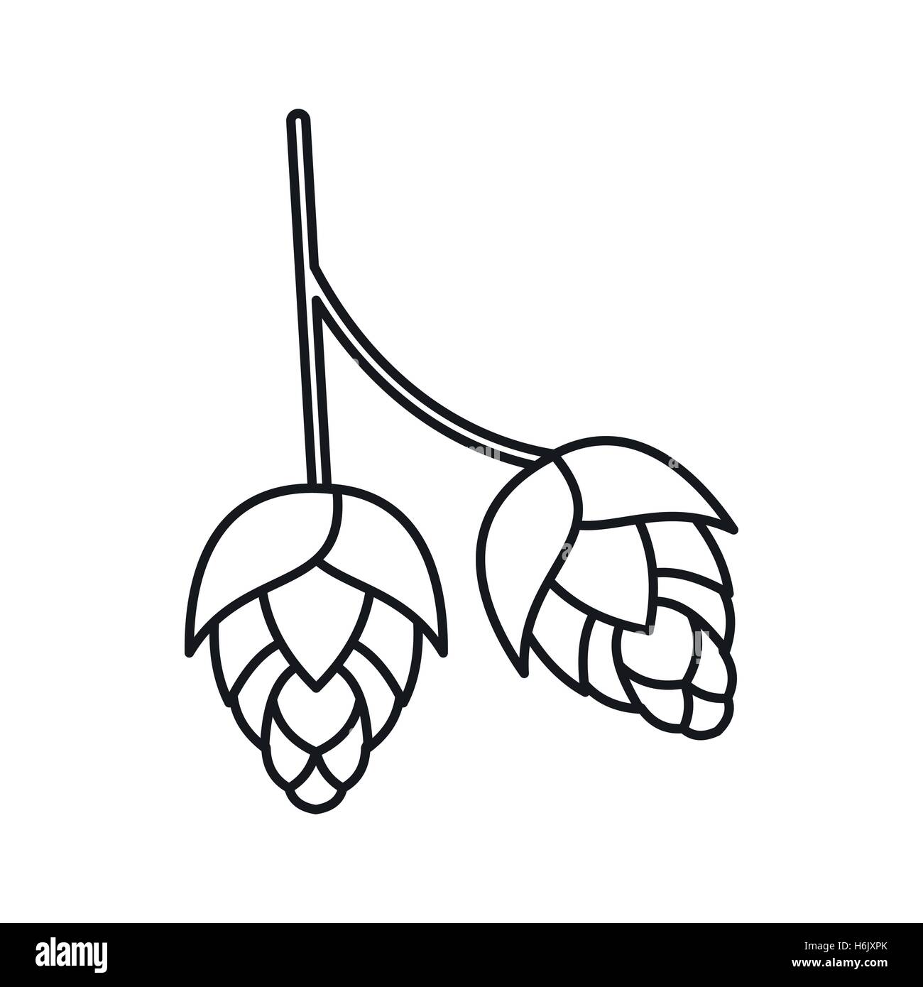 Zweig der Hopfen-Symbol, Umriss-Stil Stock-Vektorgrafik - Alamy