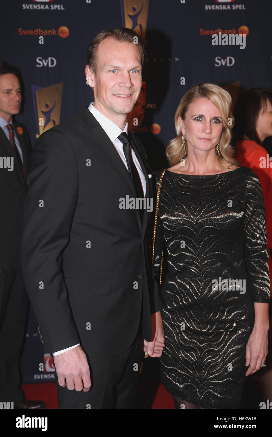 NICKLAS LIDSTRÖM schwedischer Eishockeyspieler in Detroit/USA mit Frau ...