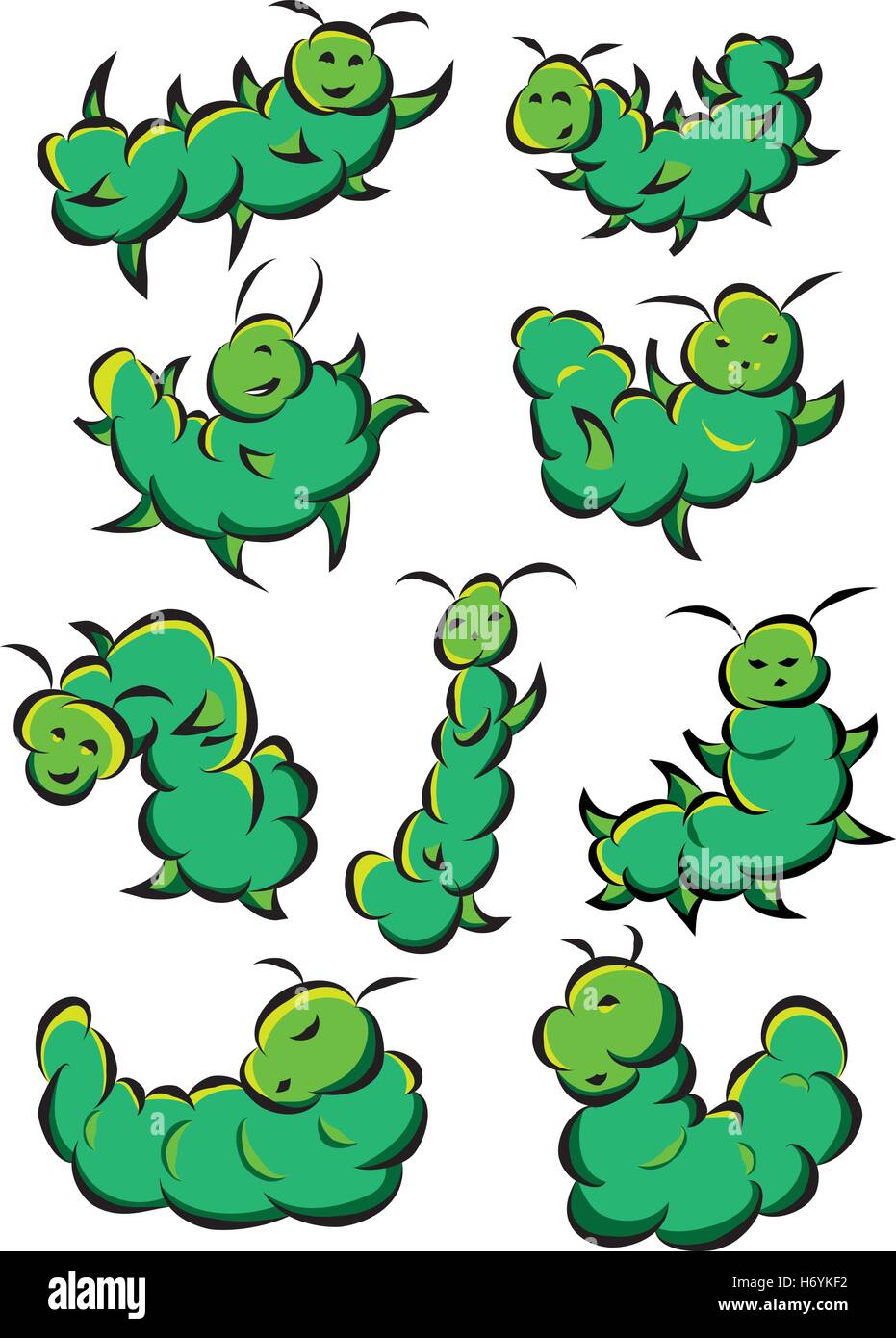 Grüne Raupe Cartoon Vektoren Stock-Vektorgrafik - Alamy