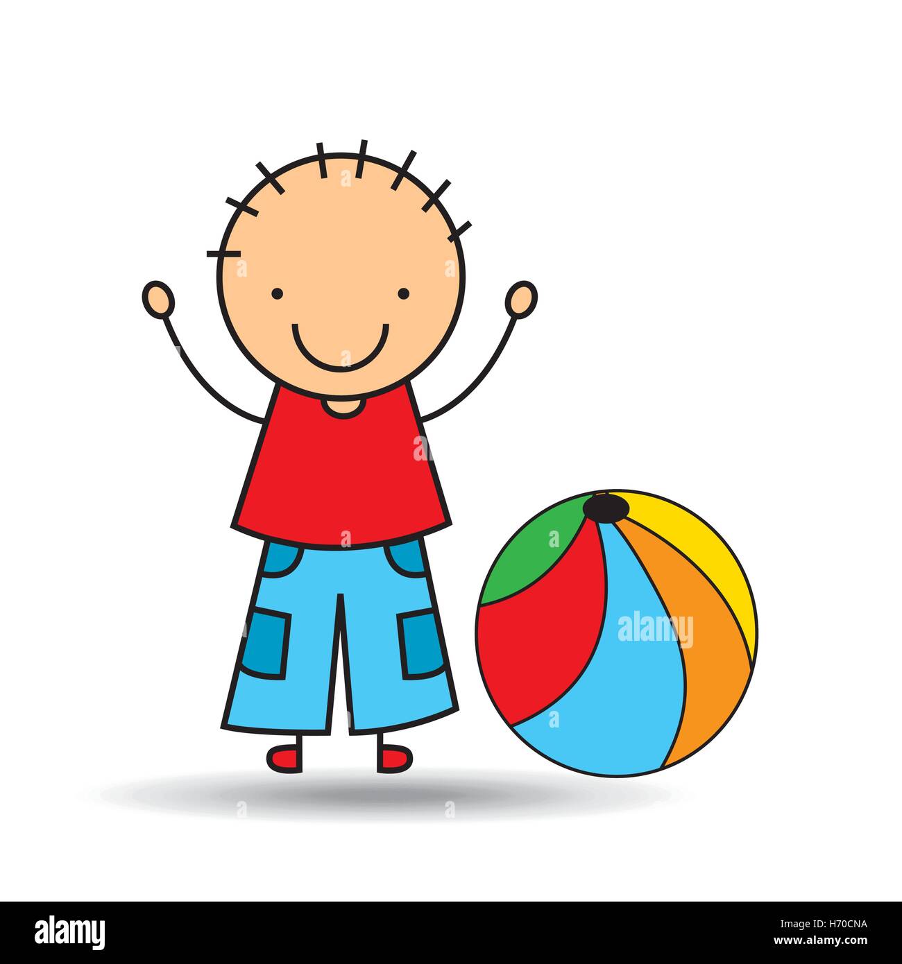 Cartoon Junge glücklich Farben Kugel Vektor Illustration Eps 10 Stock ...