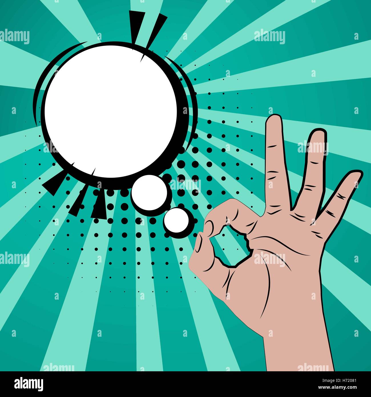 Handzeichen comic Retro-Pop Art Stil weiße Runde Blase. Gesten in ...