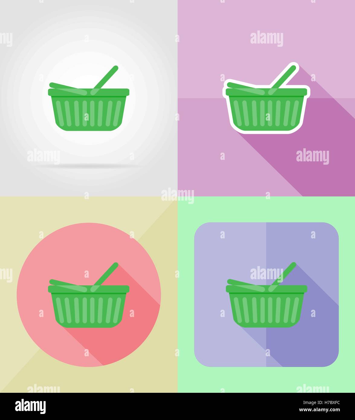 Shopping flache Symbole-Vektor-Illustration auf Hintergrund isoliert ...