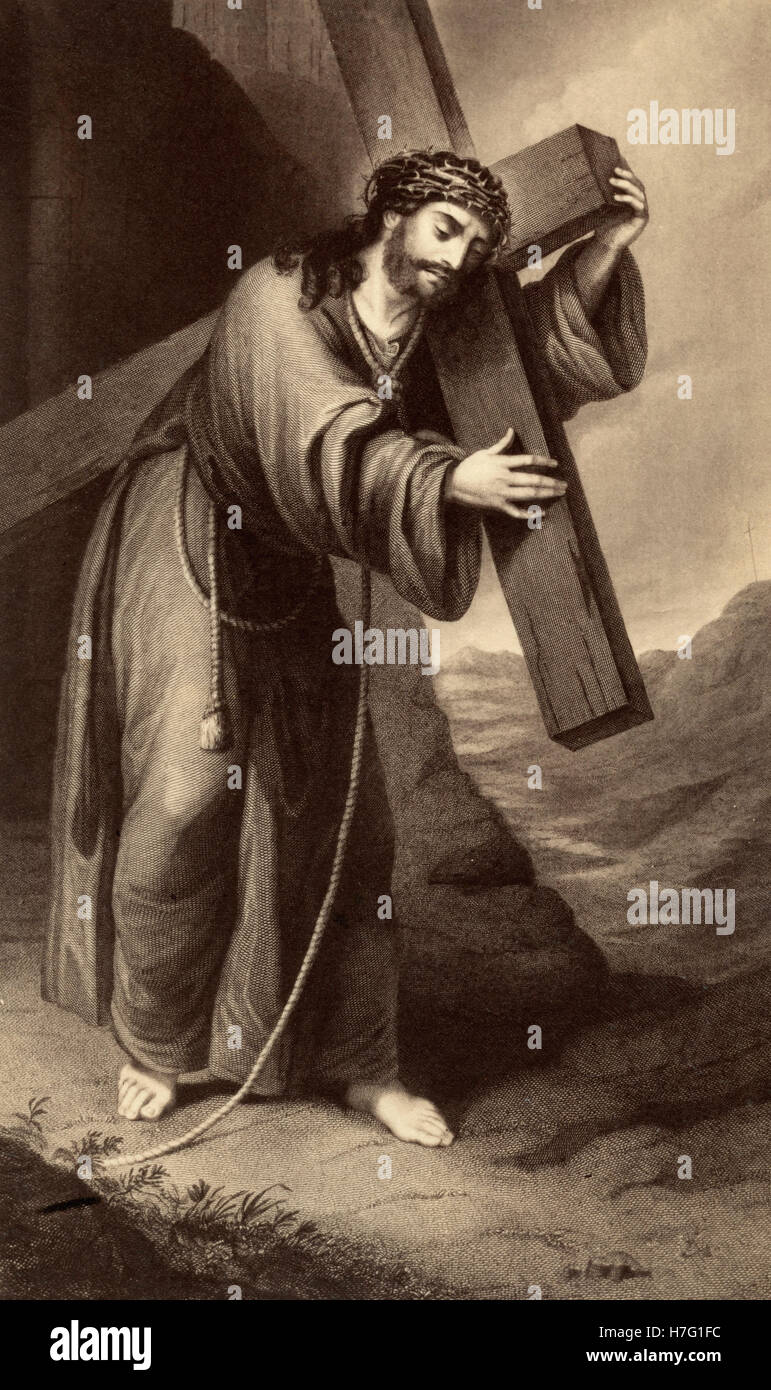 Jesus Christus sein Kreuz zu tragen drucken Stockfotografie - Alamy