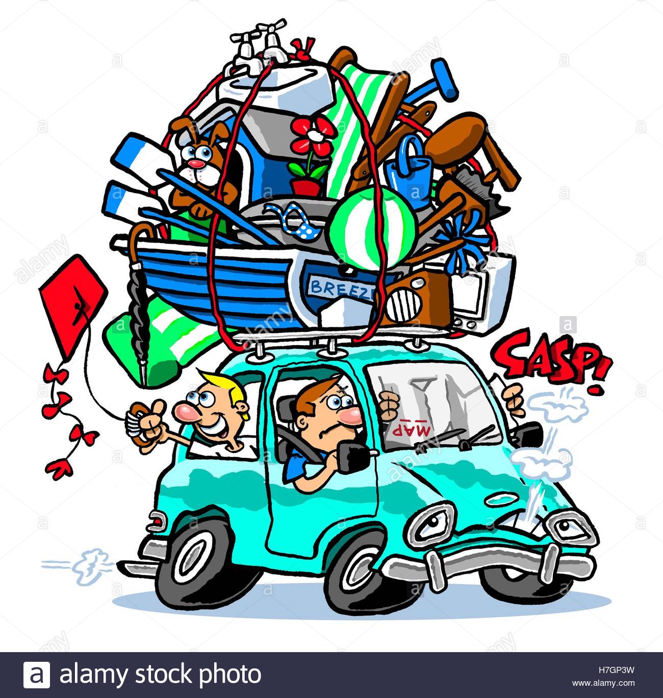 Family Car Holiday Packed Stockfotos & Family Car Holiday Packed Bilder ...