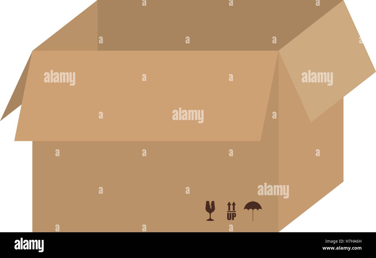 Karton-Box Symbol mit Paket-Symbole auf weißem Hintergrund. Vektor ...