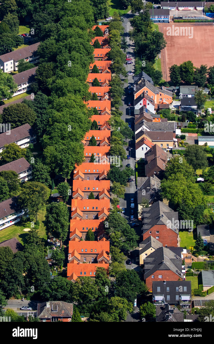 Luftaufnahme, Häuser Zeche zu ehemaligen Collery Hugo, Backsteinbauten ...