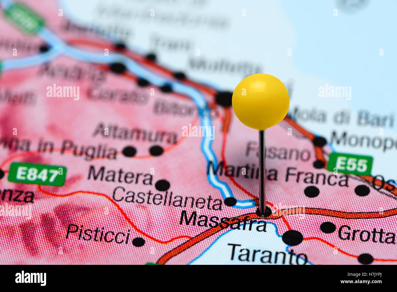 Massafra, fixiert auf einer Karte von Italien Stockfotografie - Alamy