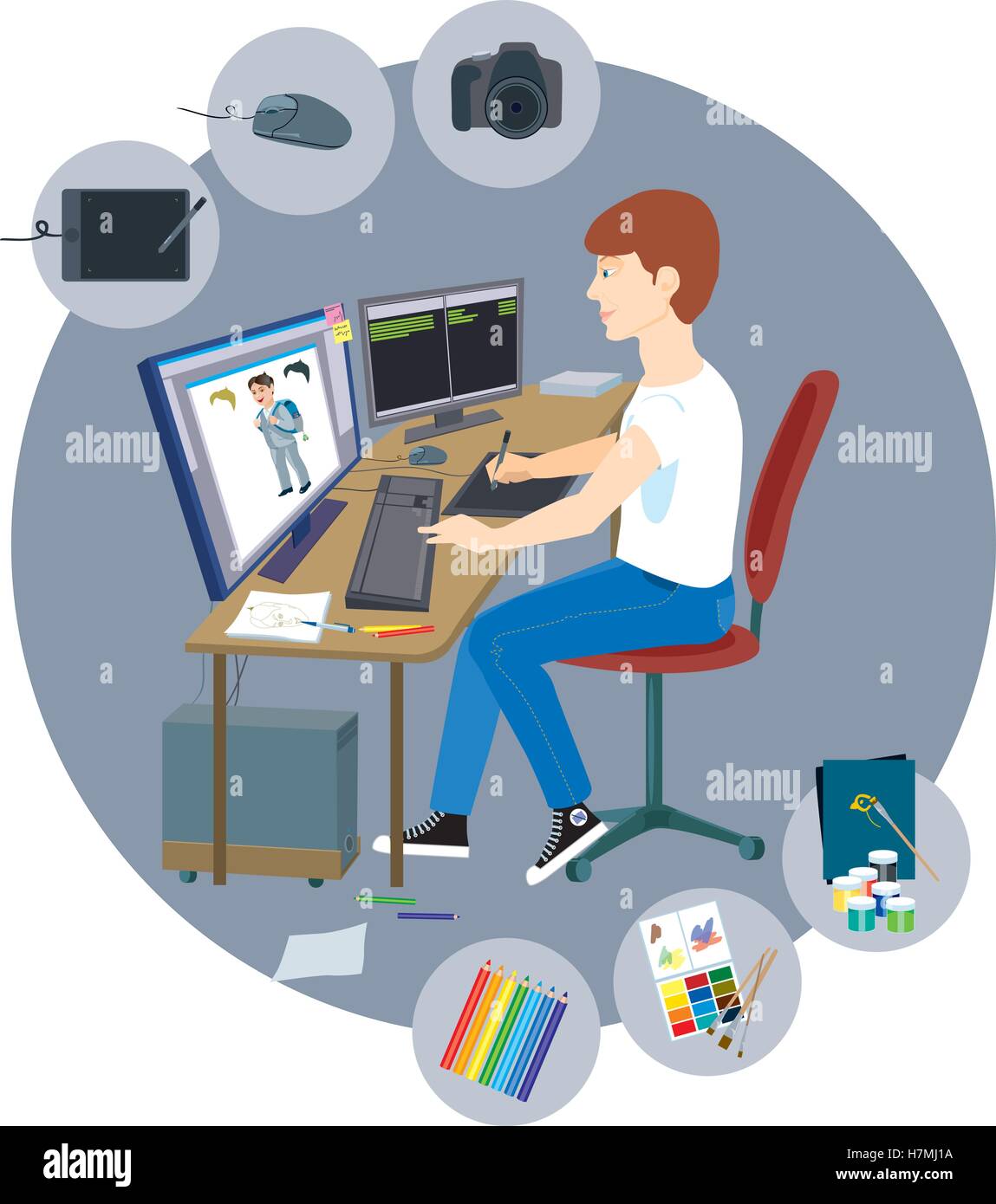 Bleistift und gouache auf papier Stock-Vektorgrafiken kaufen - Alamy