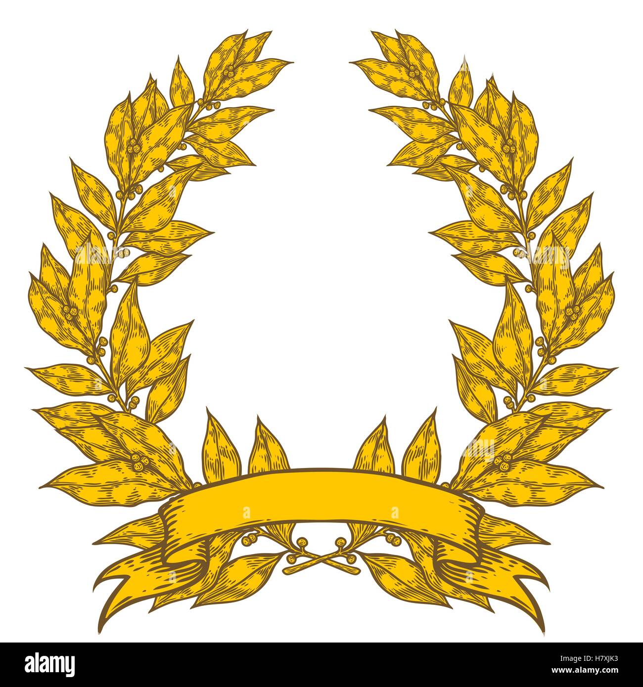Isolated gold laurel wreath leaves -Fotos und -Bildmaterial in hoher ...