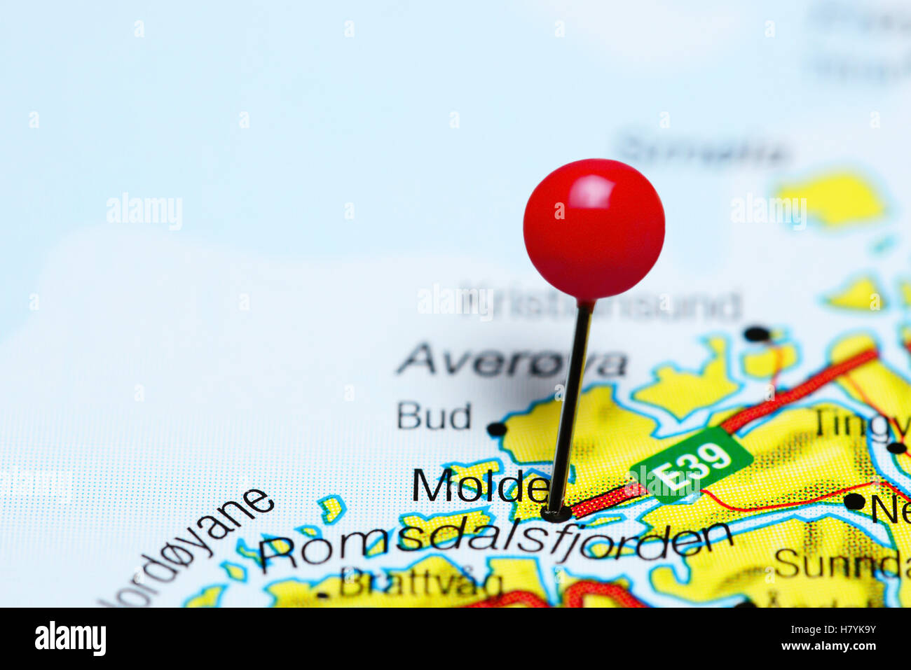 Molde, fixiert auf einer Karte von Norwegen Stockfotografie - Alamy