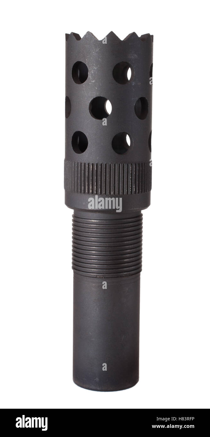 Rohr für eine Schrotflinte, das schwarz mit den Zähnen zu ersticken ...