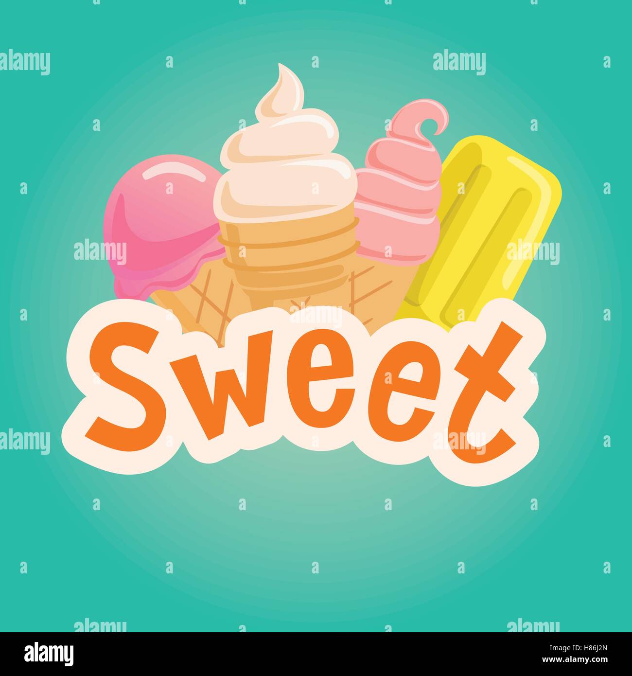 Süße Label mit Eis. Vektor-Illustration Stock-Vektorgrafik - Alamy