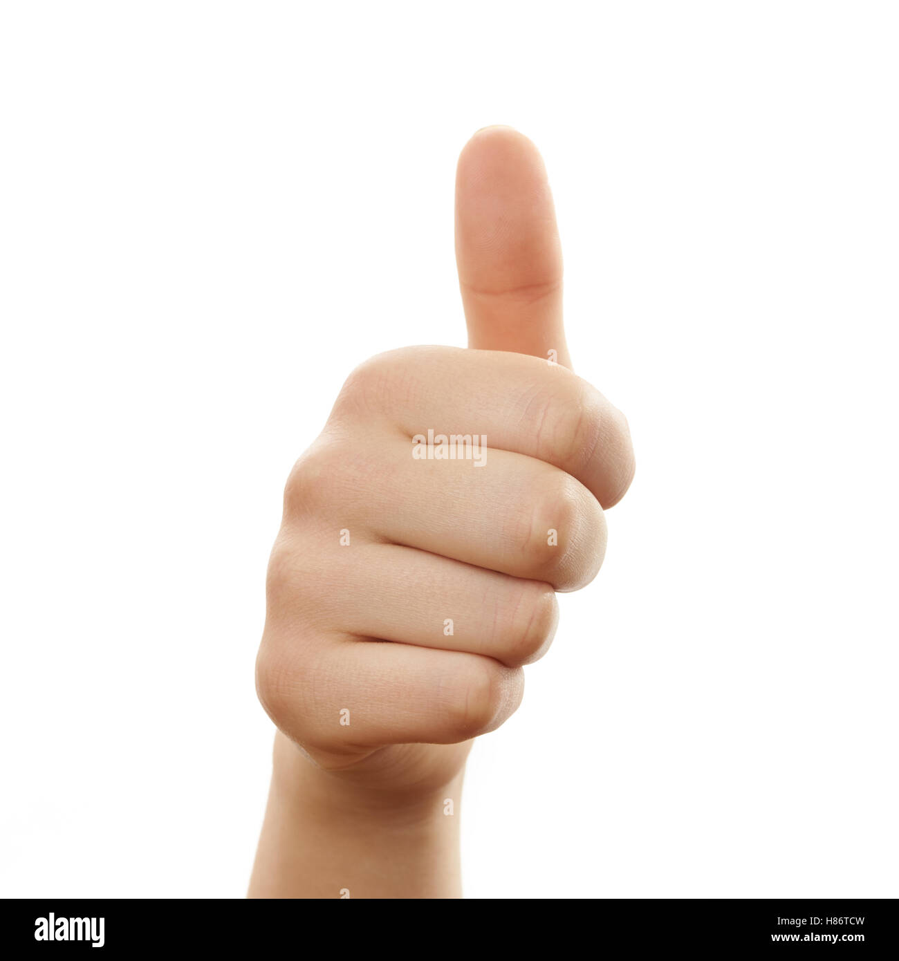 Hand mit einem Daumen hoch Zeichen isoliert auf weißem Hintergrund ...