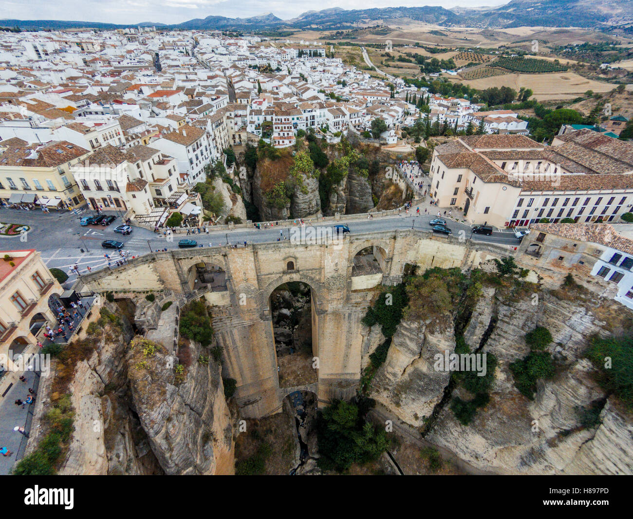 Luftbild der neuen Brücke in Ronda, Spanien Stockfotografie - Alamy