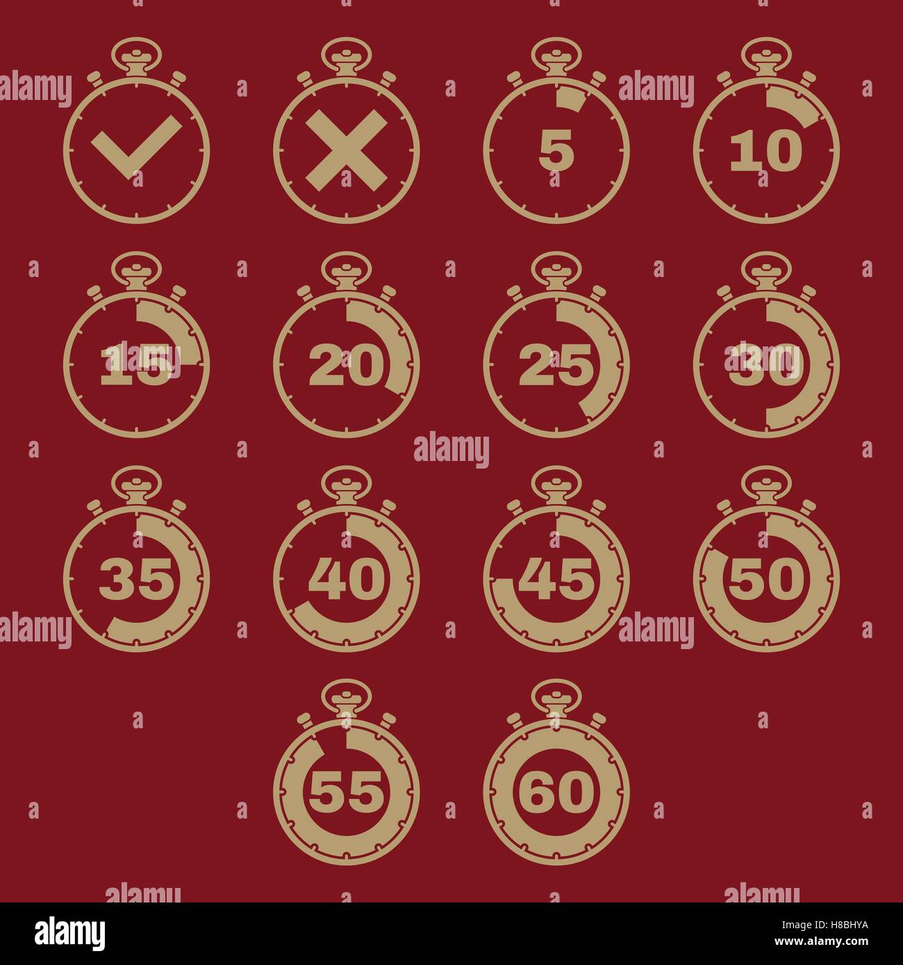 Die Stoppuhr-Symbol set 14 Icons. Uhr und Uhr, Timer, Countdown ...