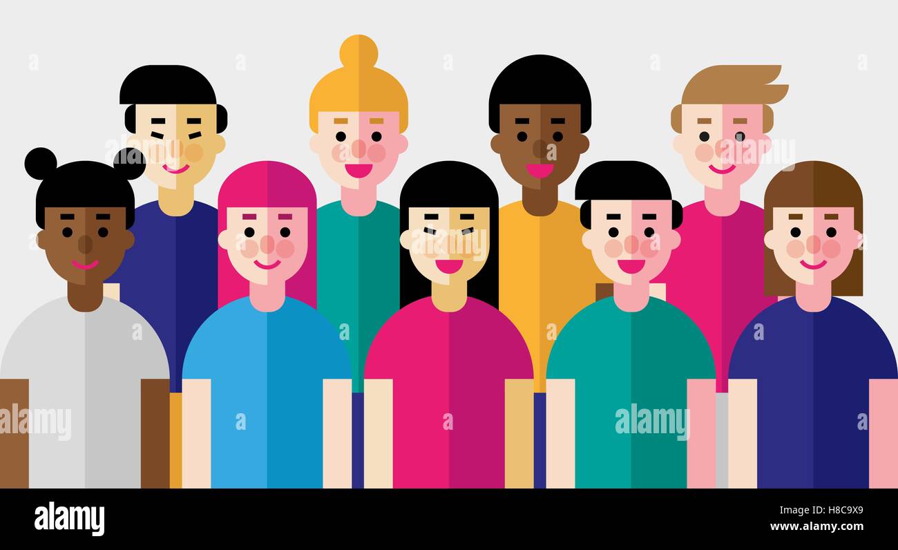 Vektor-Illustration der Gruppe von Menschen unterschiedlicher ...