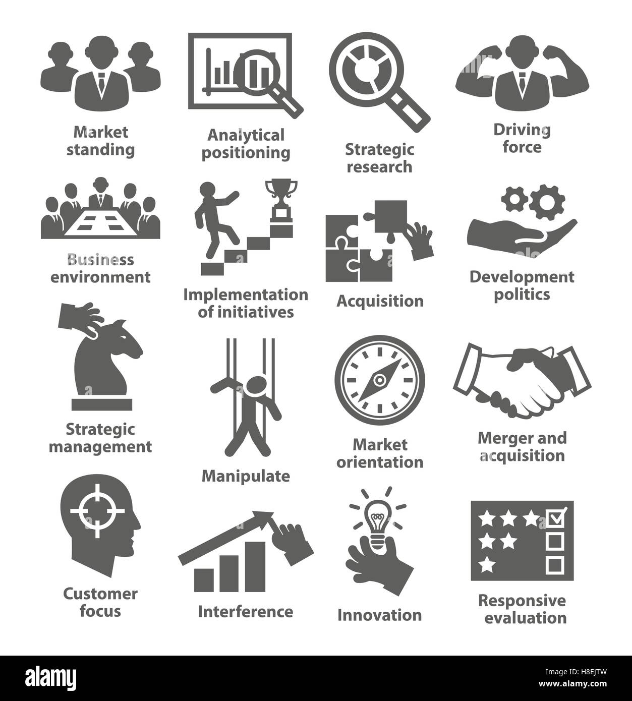 Business Management Symbole auf weiß. Pack 27 Stock-Vektorgrafik - Alamy