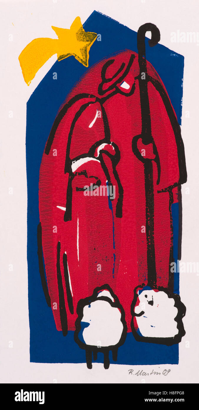 Kunst von Regine Martin, Heilige Familie, Bethlehem im Stall ...